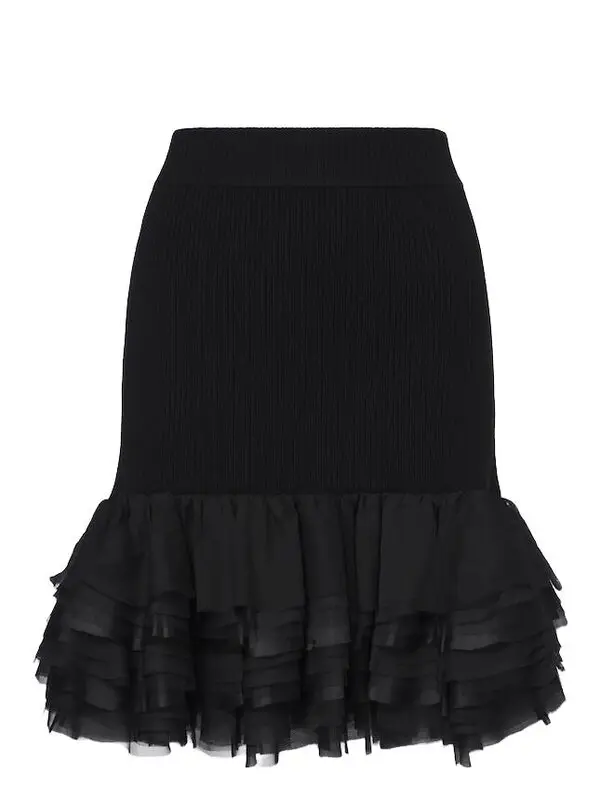 Nina Ricci Ruffled Wool And Cashmere Miniskirt - Black