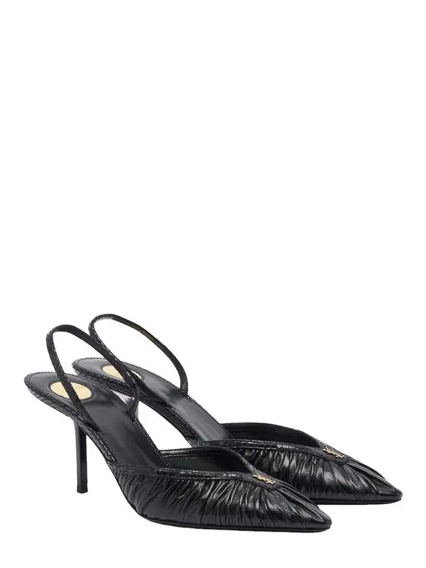 Saint Laurent Folie Cassandre Leather Slingback Pumps - Black