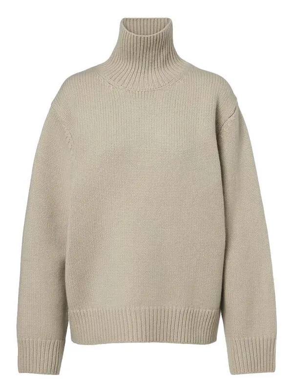 TOTEME Oversized Wool Turtleneck Sweater - Beige