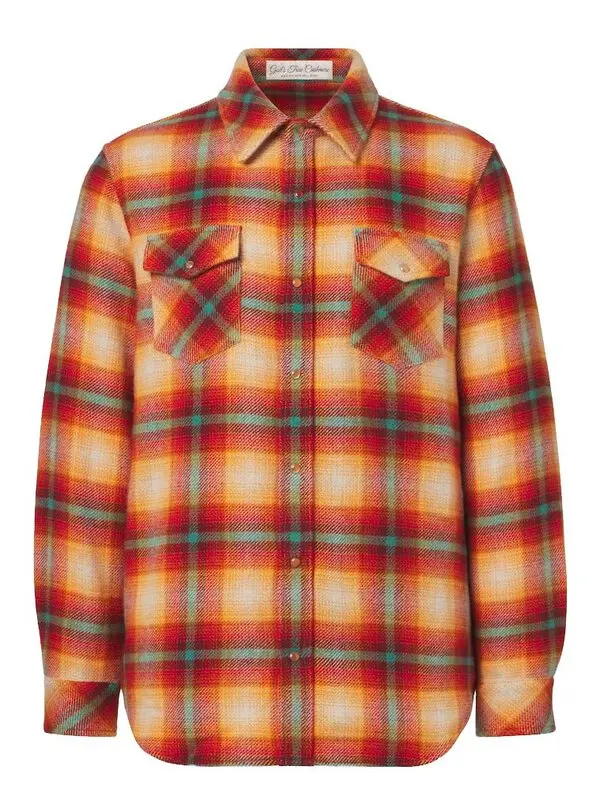GOD'S TRUE CASHMERE Shadow Plaid Cashmere Shirt With Carnelians - Multicoloured