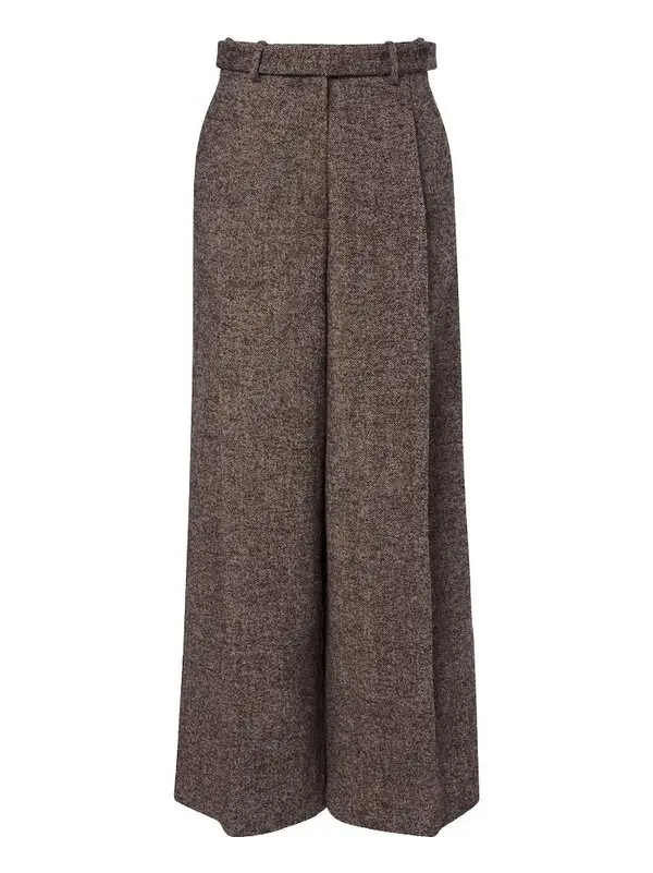 Magda Butrym Herringbone Wool-blend Wide-leg Pants - Brown