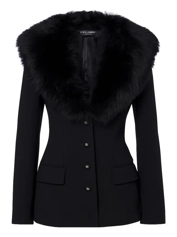 Dolce & Gabbana Dg Wool-blend Jacket - Black