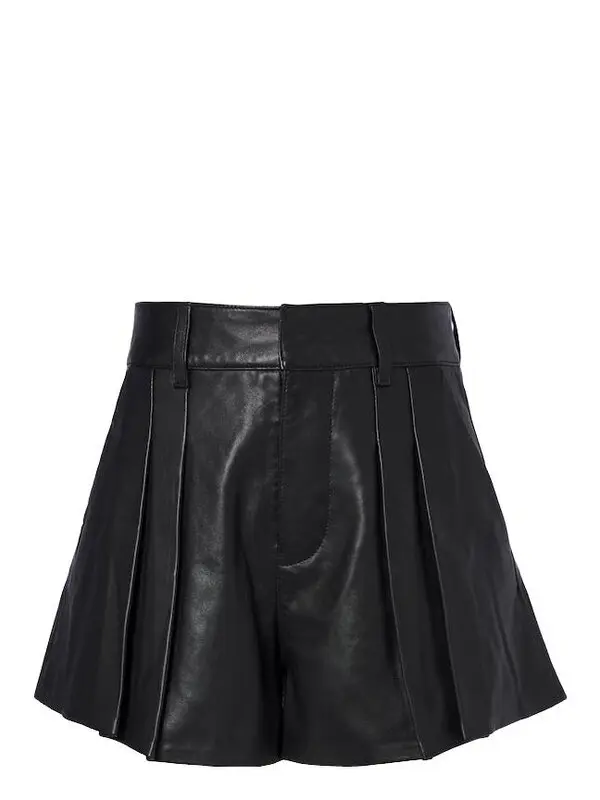 FRAME Pleated Leather Shorts - Black