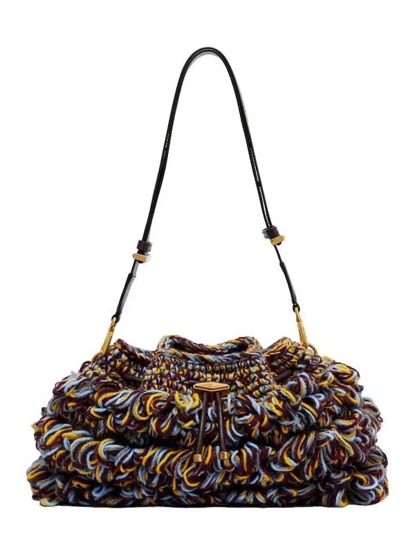 JIMMY CHOO Cinch Medium Knitted Shoulder Bag - Multicoloured