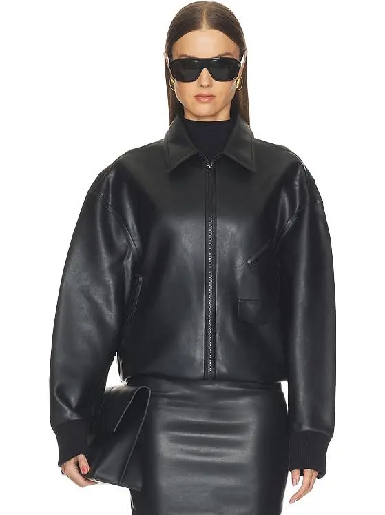 Norma Kamali Oversized Classic Zip Front Jacket - Black