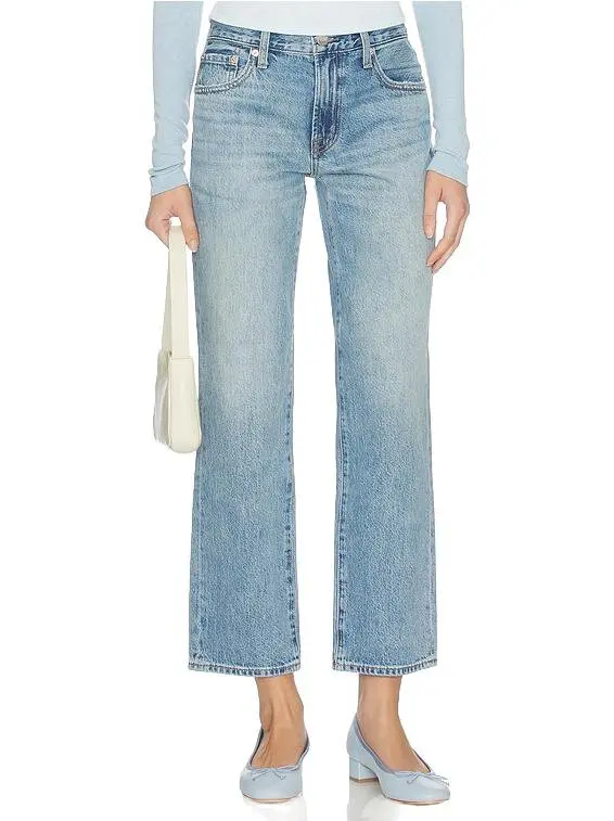 PISTOLA Issa Mid Rise Relaxed Ankle Straight Jeans In Blue - Metropolis