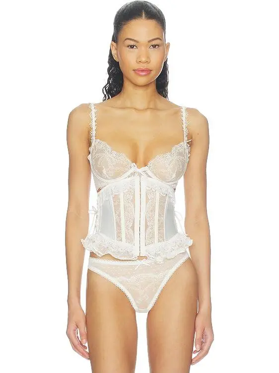 For Love & Lemons Chantilly Underbust Corset In Tan In Cream - Tan Brown