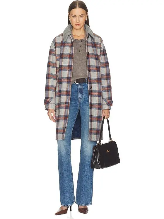 Veronica Beard Laurent Dickey Coat With Collar In Multi - Heather Grey Multi