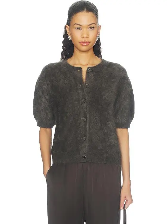 LISA YANG Lucianne Cardigan In Charcoal - Dark Fern