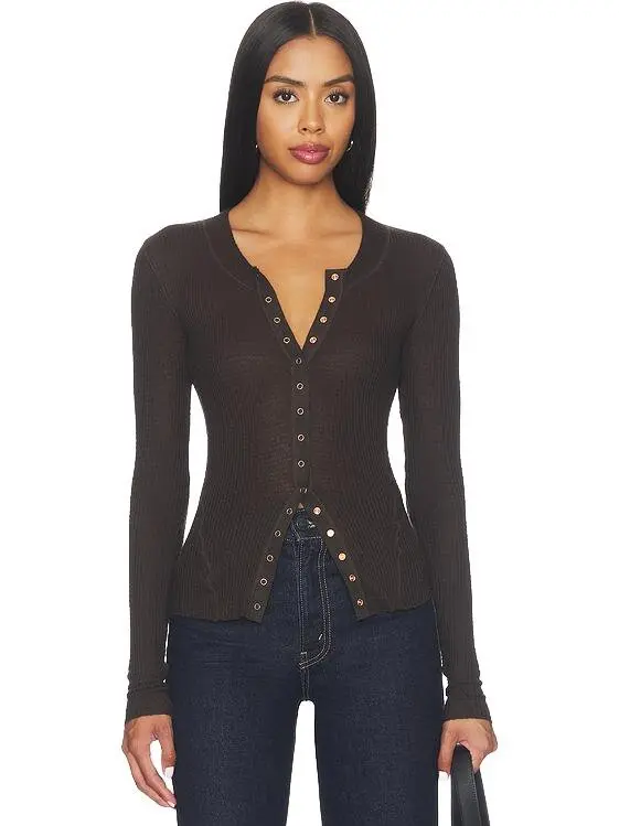 Free People Going Places Cardigan In Brown - Deep Fudge
