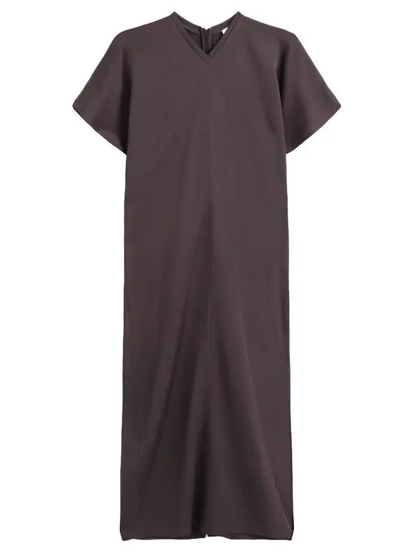 Cos Draped V-neck Crepe Midi Dress - Brown