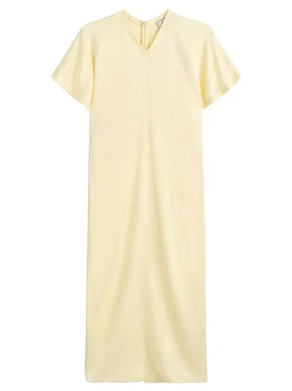 Cos Draped V-neck Crepe Midi Dress - Yellow