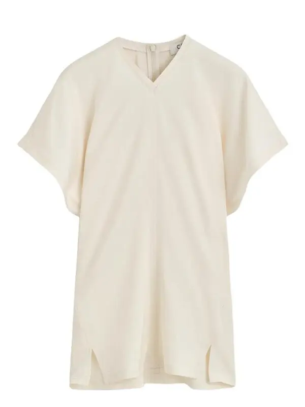 Cos Draped Crepe V-neck Top - White