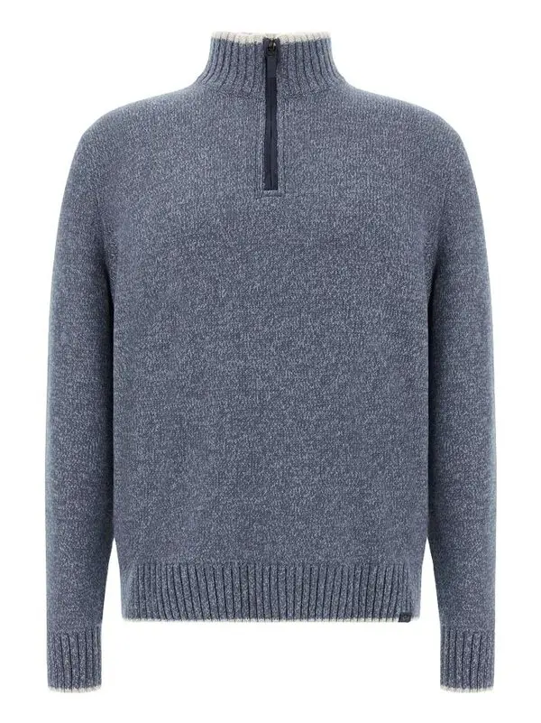 Paul & Shark Wool And Cashmere Half-zip Sweater - Infinity/light Blue