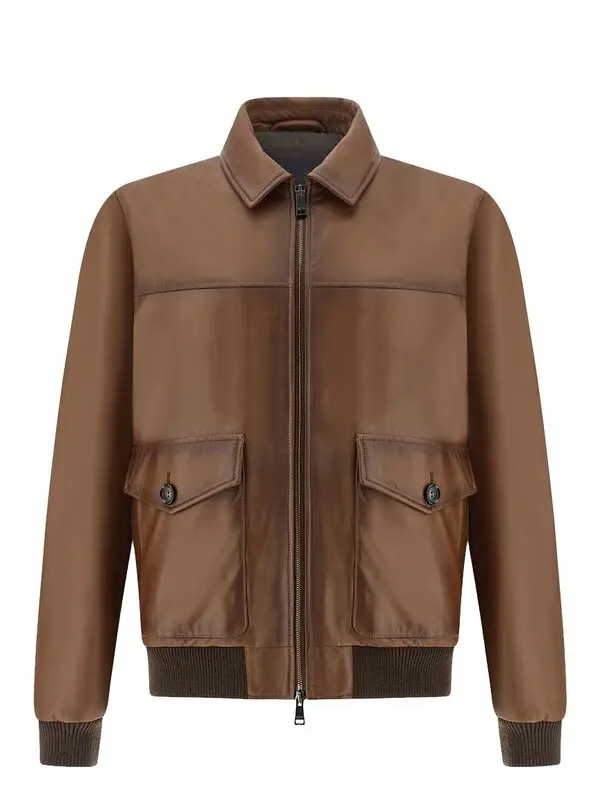 Paul & Shark Aqualeather Bomber Jacket - Pinecone