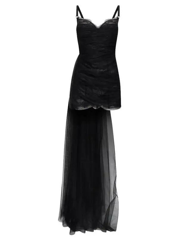 MARIA LUCIA HOHAN Latifa Lace-trimmed Ruched Mini Dress - Black