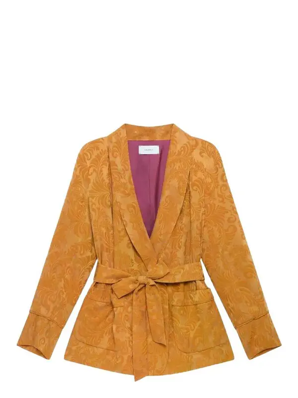 Malìparmi Damask-jacquard Wrap Jacket - Yellow