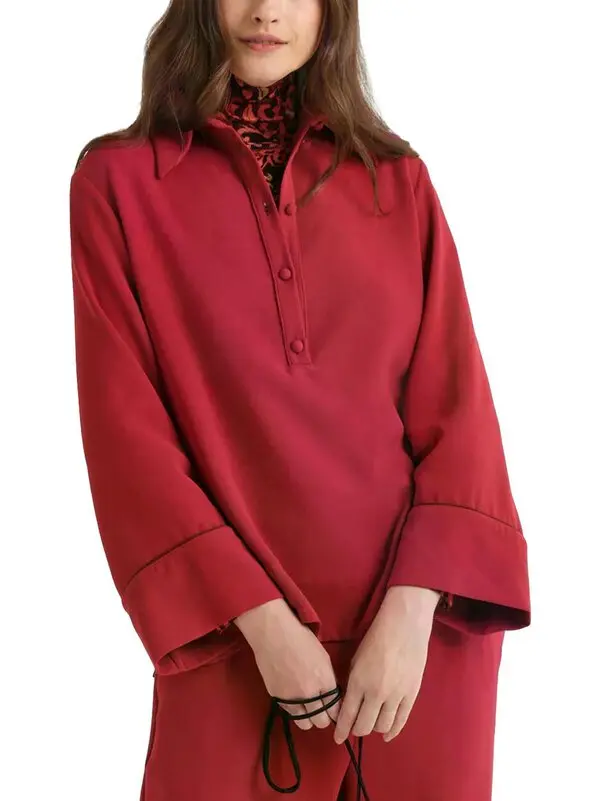 Malìparmi Sablé Crepe Polo Top - Red