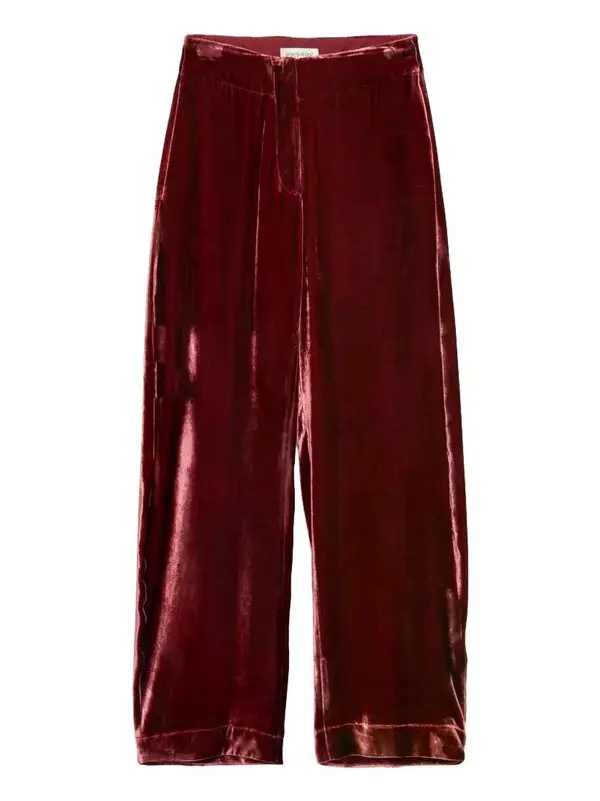 GENTRYPORTOFINO Velvet Palazzo Pants - Red
