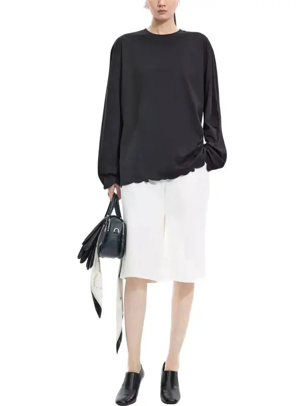 JNBY Scalloped-edge Long-sleeve T-shirt - Black