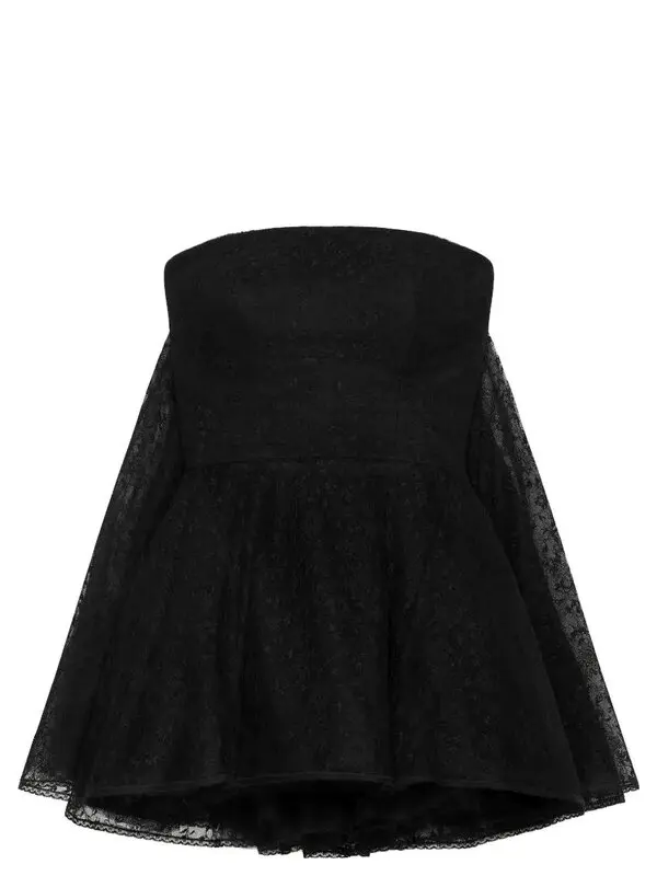 Givenchy Mini Bustier Dress In Lace With Cape - Black