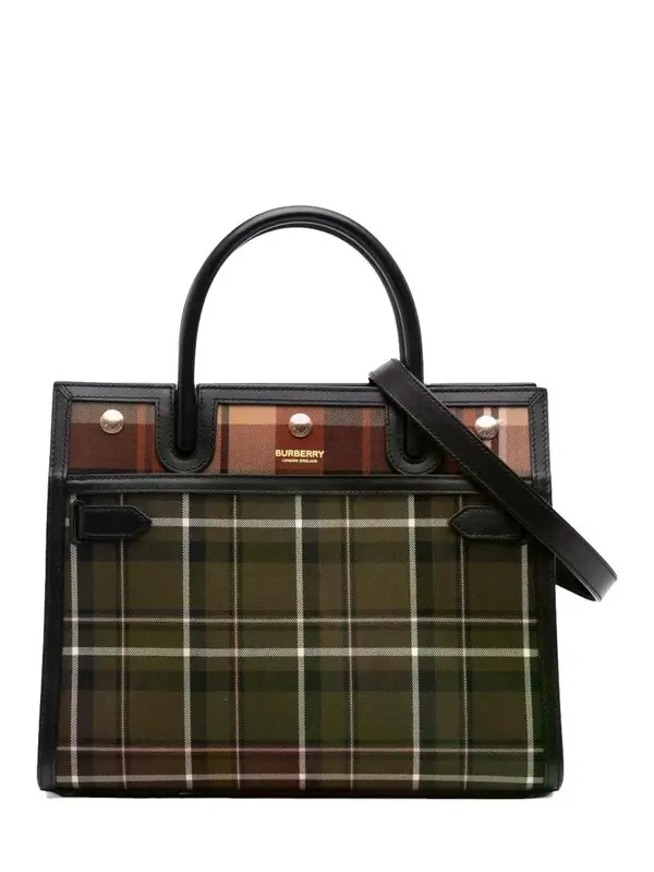 Burberry 2018-2023 Small Wool Tartan Title Satchel - Green