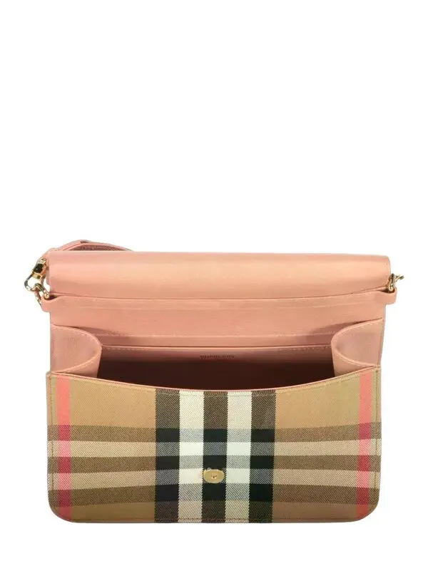 Burberry Mackford Check-pattern Leather Shoulder Bag - Pink