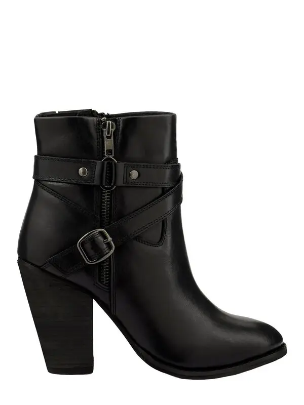 RAG & CO Cat-track Leather Ankle Boots In By - Black