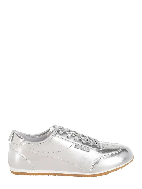 RAG & CO Astylos Metallic Faux Leather Sneakers In By - Silver