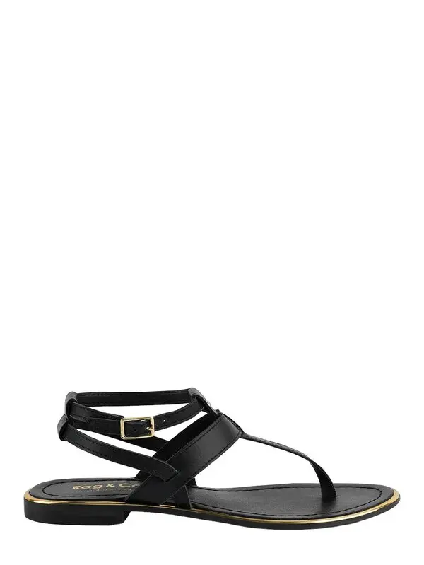 RAG & CO Irene Flat Thong Sandals By - Black