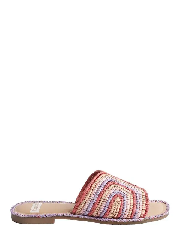 RAG & CO Kivah Handwoven Raffia Slip-on Flats In By - Pink