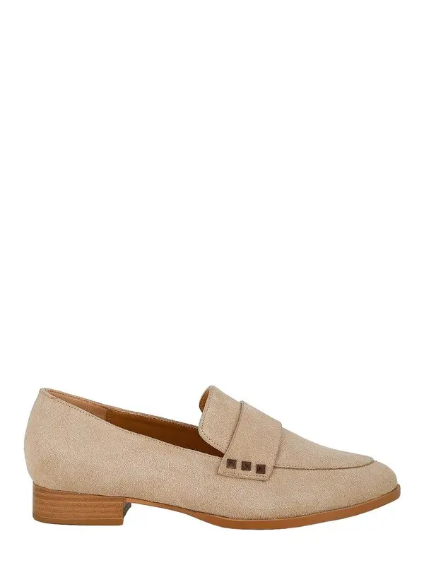RAG & CO Neutrals Durance Studded Genuine Suede Loafers In Sand By - Black