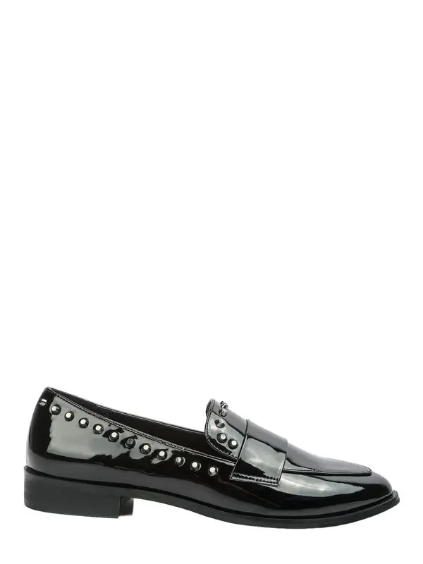 RAG & CO Emilia Patent Stud Penny Loafers In By - Black