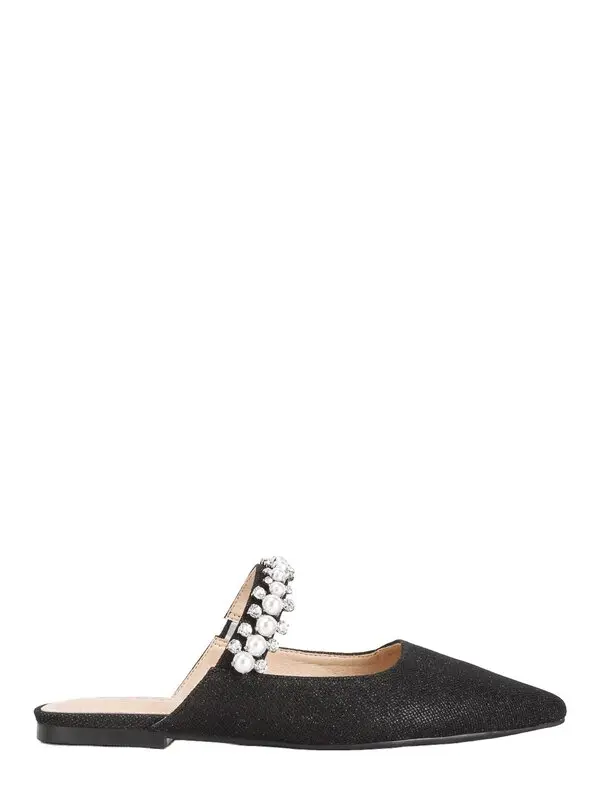 RAG & CO Geode Pearl Embellished Slip On Mules In By - Black