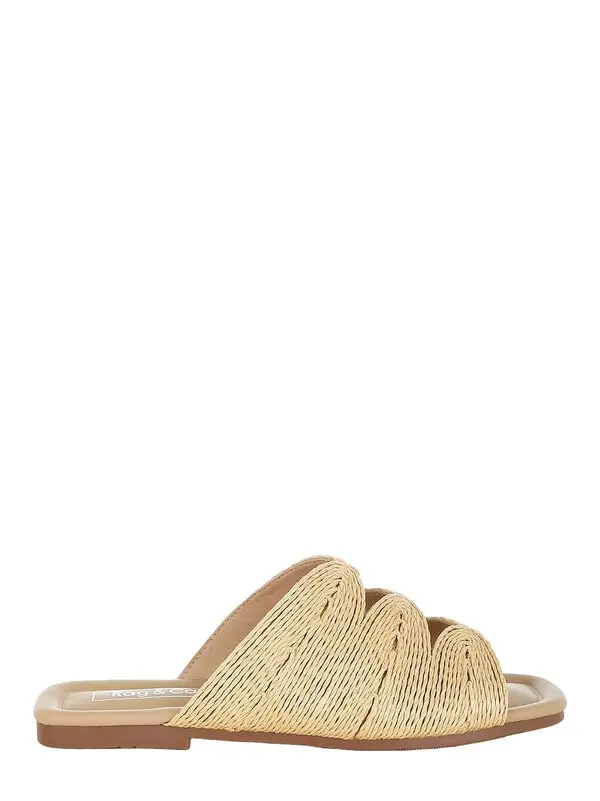 RAG & CO Neutrals Daisy Doe Raffia Square Toe Flats In By - Beige