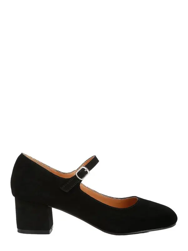RAG & CO Dallin Suede Block Heel Mary Janes - Black