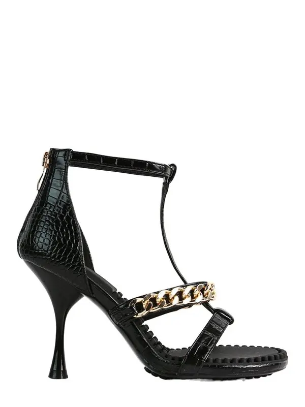 RAG & CO Dakota Metal Chain Embellishment Sandals In By - Black