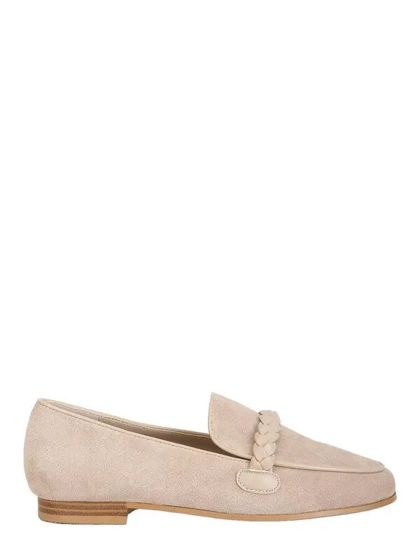 RAG & CO Neutrals Echo Suede Leather Braided Detail Loafers In Sand By - Black