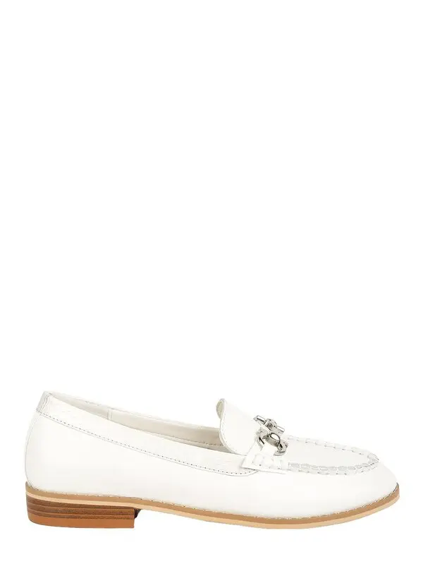 RAG & CO Holda Horsebit Embellished Loafers With Stitch Detail In Off By - White