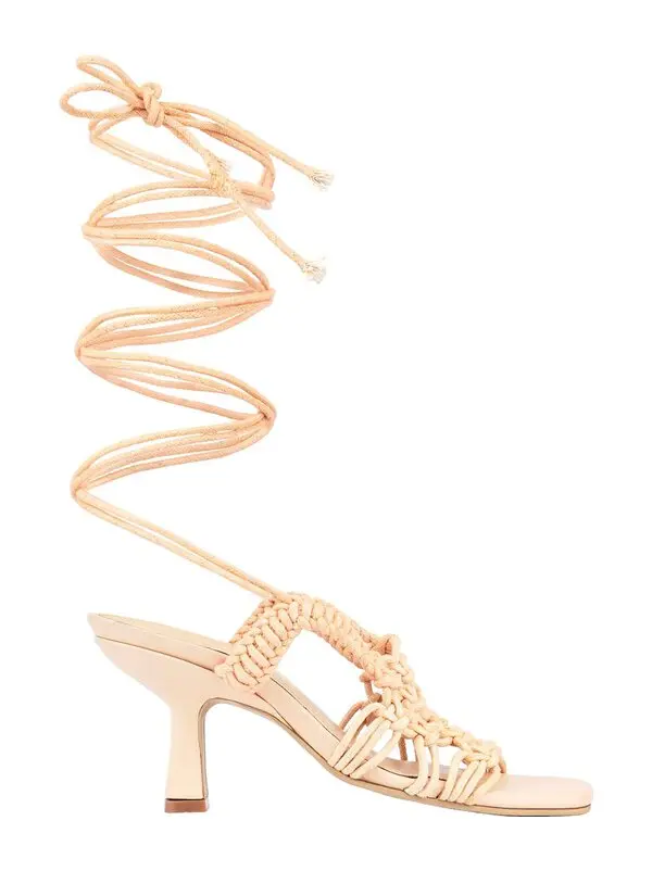RAG & CO Neutrals Beroe Latte Braided Handcrafted Lace Up Sandal By - Black