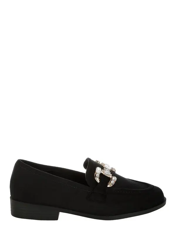 RAG & CO Maestro Diamante Embellished Horsebit Loafers In By - Black