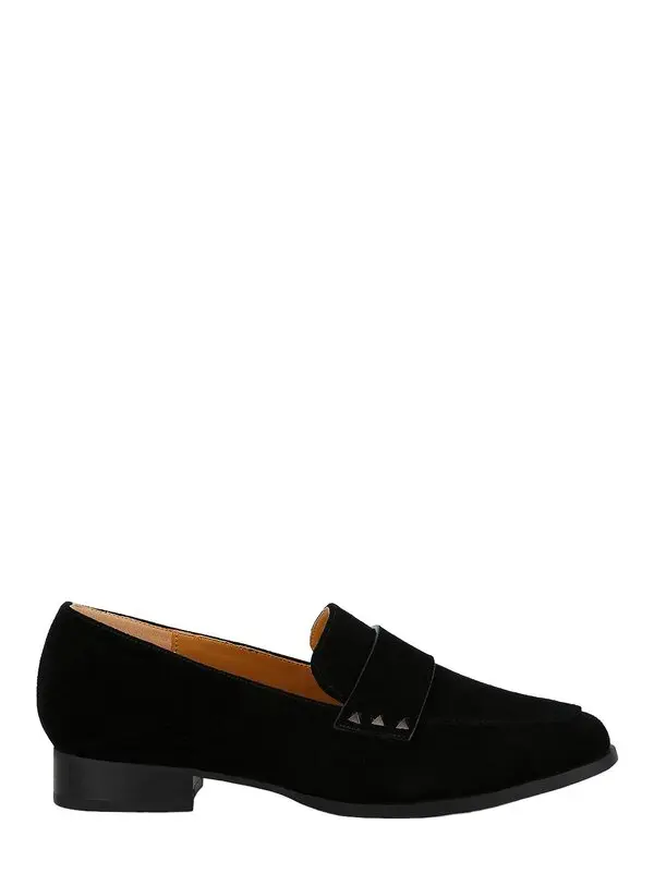 RAG & CO Durance Studded Genuine Suede Loafers In By - Black