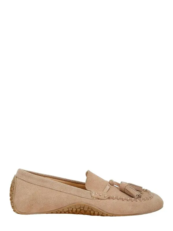 RAG & CO Neutrals Kipstar Real Suede Leather Tassel Loafers In Beige By - Beige/black