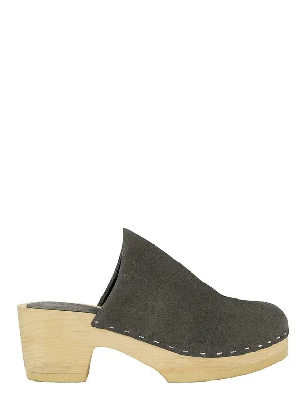 RAG & CO Darcie Suede Clogs In By - Grey