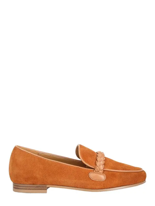 RAG & CO Echo Suede Leather Braided Detail Loafers In Tan By - Brown