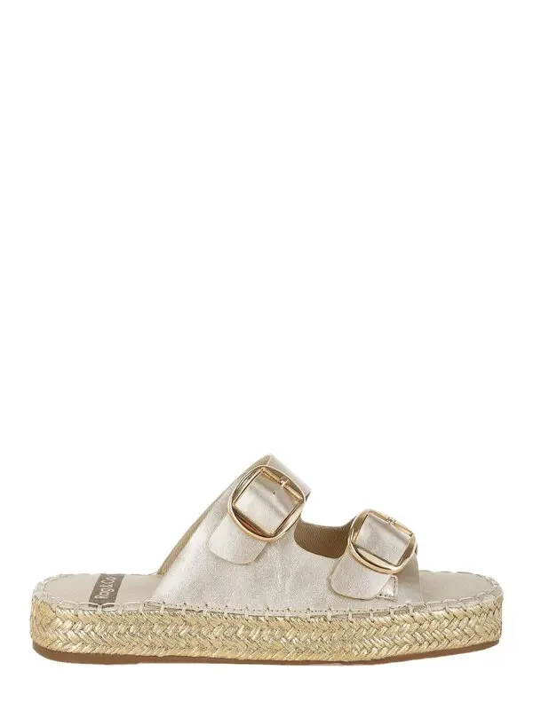 RAG & CO Miova Metallic Buckle Detail Espadrille Flatforms - Gold