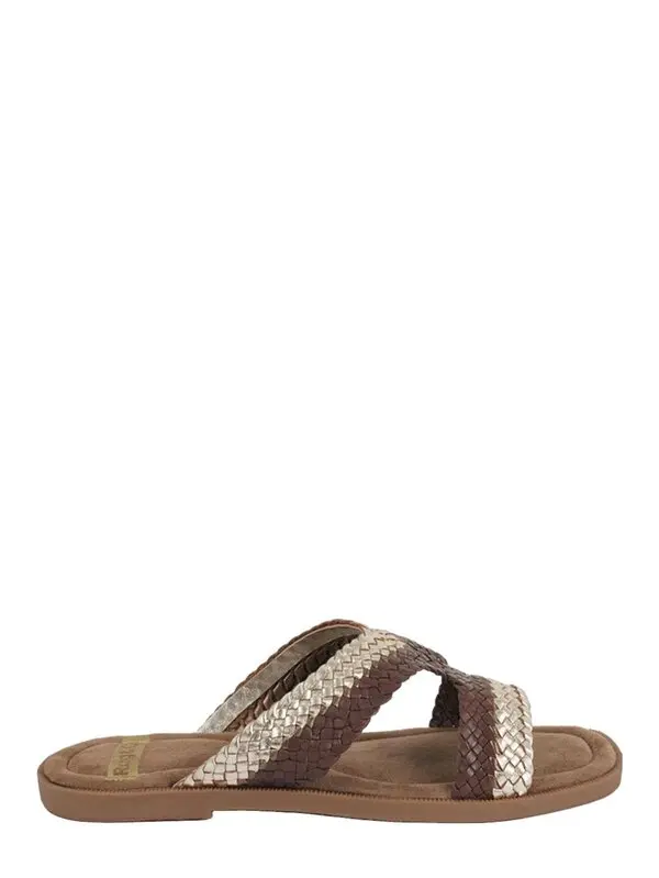 RAG & CO Eirata Braided Real Leather Slip-on Flats In By - Brown
