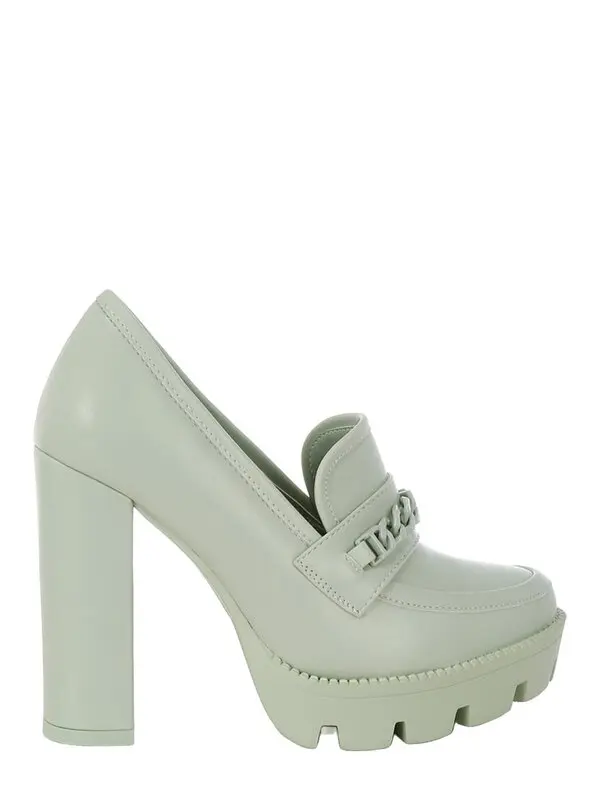 RAG & CO Corinne Chain Embellished Chunky Loafers - Green
