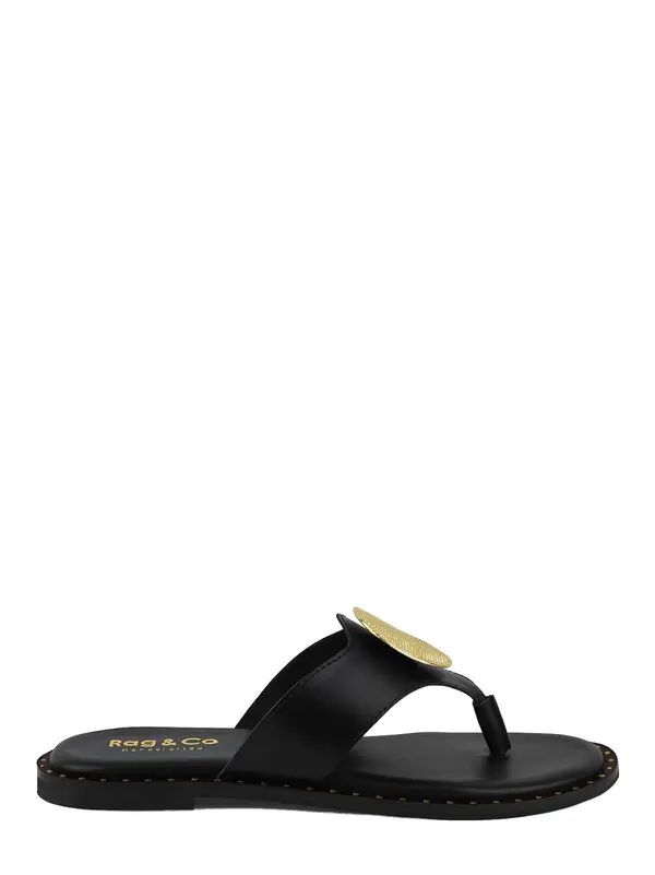 RAG & CO Kathleen Embellished Slip-on Thong Sandals By - Black
