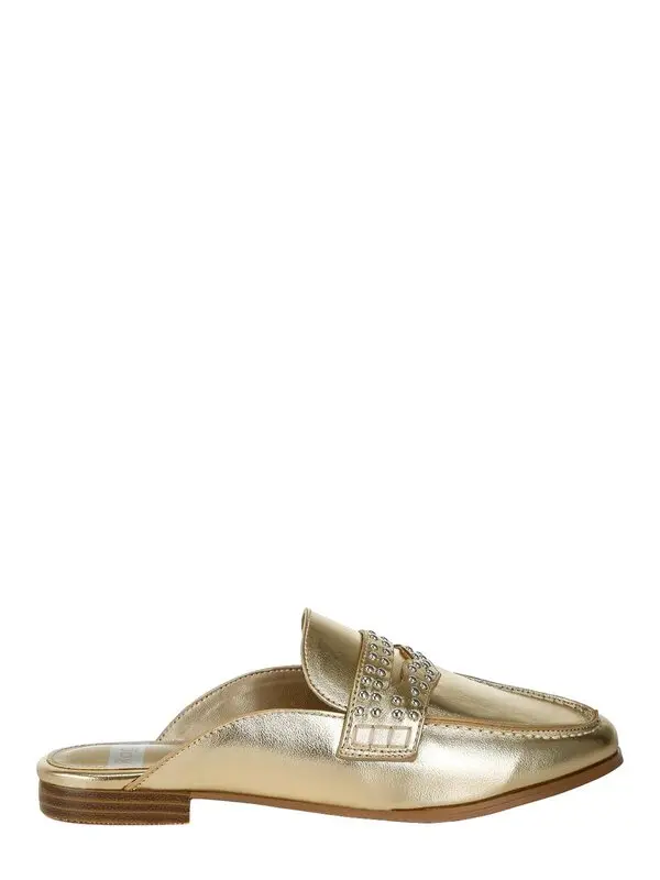 RAG & CO Adam Lane Stud Detail Metallic Pleather Mules By - Gold